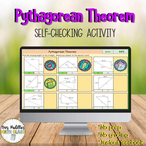 Pythagorean Theorem Activity Self Checking Digital And Printable