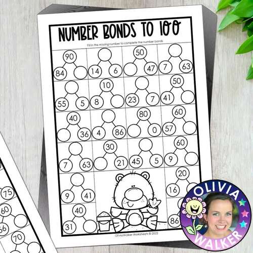 Number Bonds To One Hundred Splitting Numbers Printables Worksheets