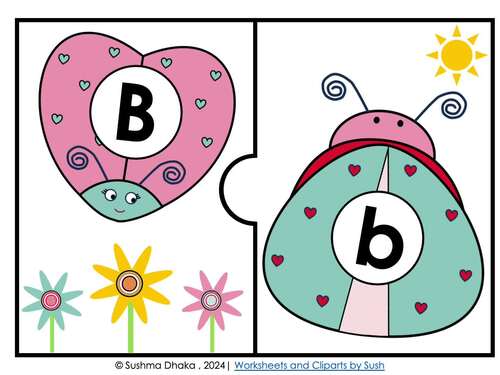 Valentine Love Bug Letter Matching UpperCase And Lowercase Alphabet