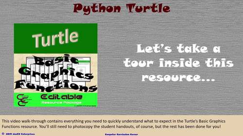 Python Turtle Basic Graphics Functions Resource Package EDITABLE