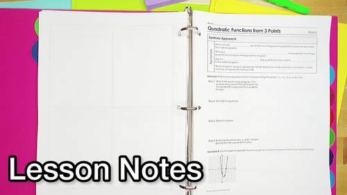 Writing Quadratic Functions From 3 Points Lesson By Math Beach Solutions
