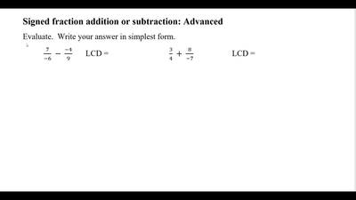 Signed fraction addition or subtraction: Advanced - MediaSpace@WCSU