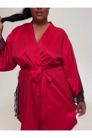 Buy Ann Summers Dark Red Satin Cherryann Robe Dressing Gown from the ...