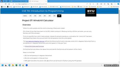 CSE 110 Assignment Help - Prove07 - BYU-Idaho