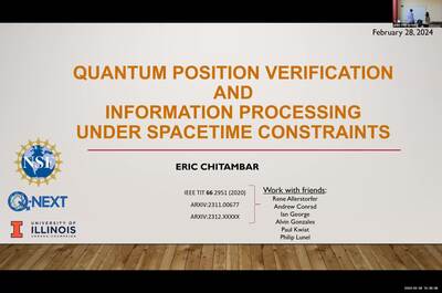 Colloquium - Eric Chitambar, "Quantum Position Verification and Information Processing under ...