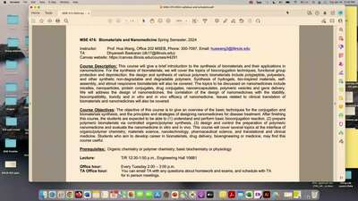 Biomaterials and Nanomedicine (MSE 474 A) Spring 2024 - Illinois Media ...