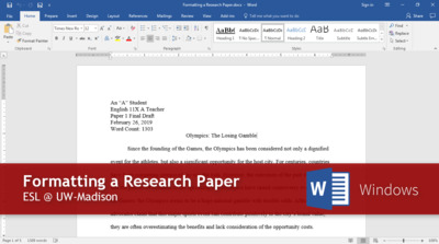 1 - Introduction: Formatting a Research Paper Using Microsoft Word ...