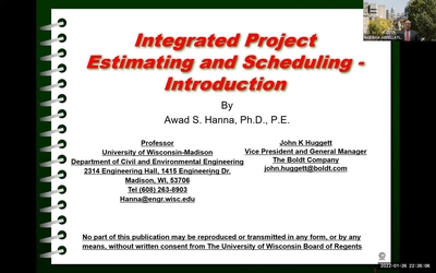 Lecture 1 - Introduction to Estimating and Scheduling - UW-Madison Kaltura MediaSpace