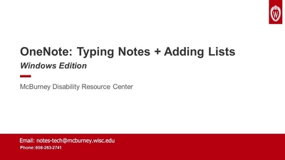 OneNote: Typing Notes + Adding Lists - Windows Edition - UW-Madison ...
