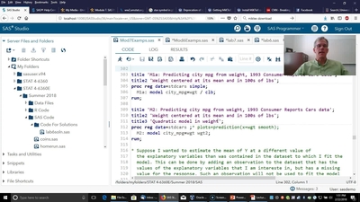 PROC REG - Part 2 (A Quadratic Model and Prediction) - University of ...