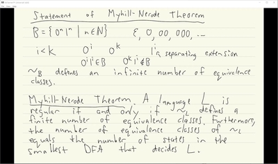 ECS 120 5a:5 corollary of Myhill-Nerode Theorem we use and its proof ...