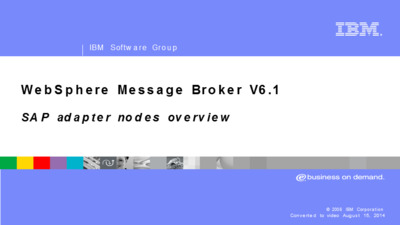 SAP adapter overview - IBM MediaCenter