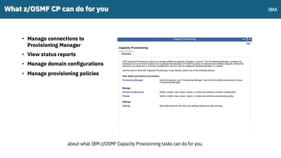 z/OSMF Capacity Provisioning Tutorial - IBM MediaCenter