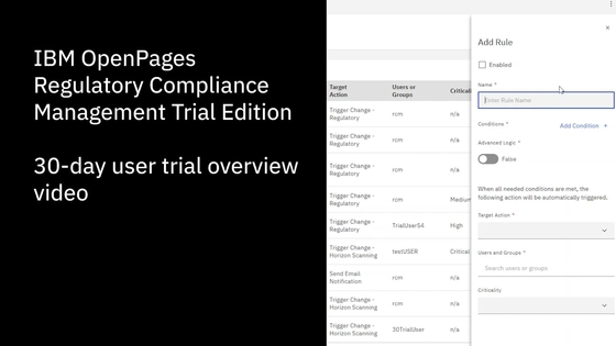 IBM OpenPages Regulatory Compliance Management Trial Overview - IBM ...