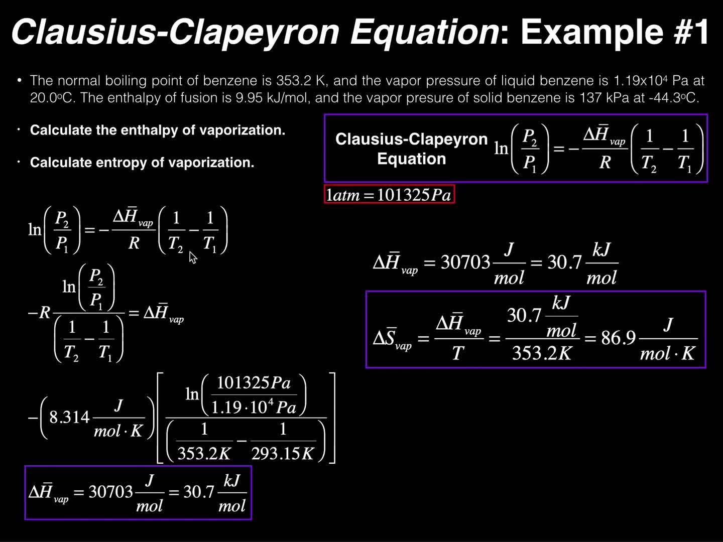 clausius clapeyron equation example
