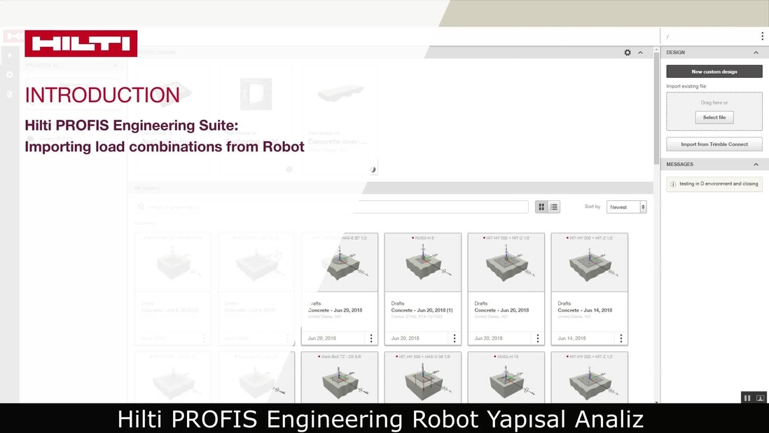 Robot'tan Hilti Profis Engineering'e Yük Aktarımı - Ask HILTI