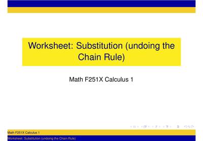 Worksheet: Substitution - University of Alaska Fairbanks