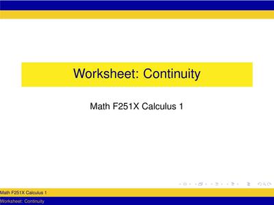 Worksheet: Continuity - University of Alaska Fairbanks