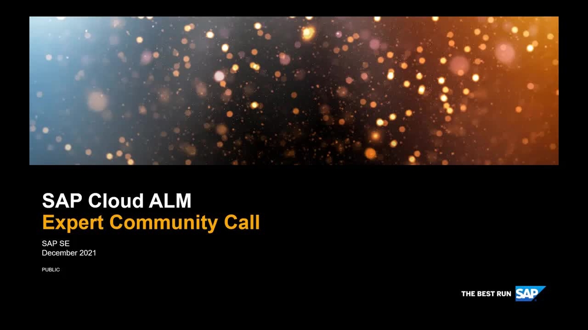 SAP Video - SAP Cloud ALM Community Call December 2021