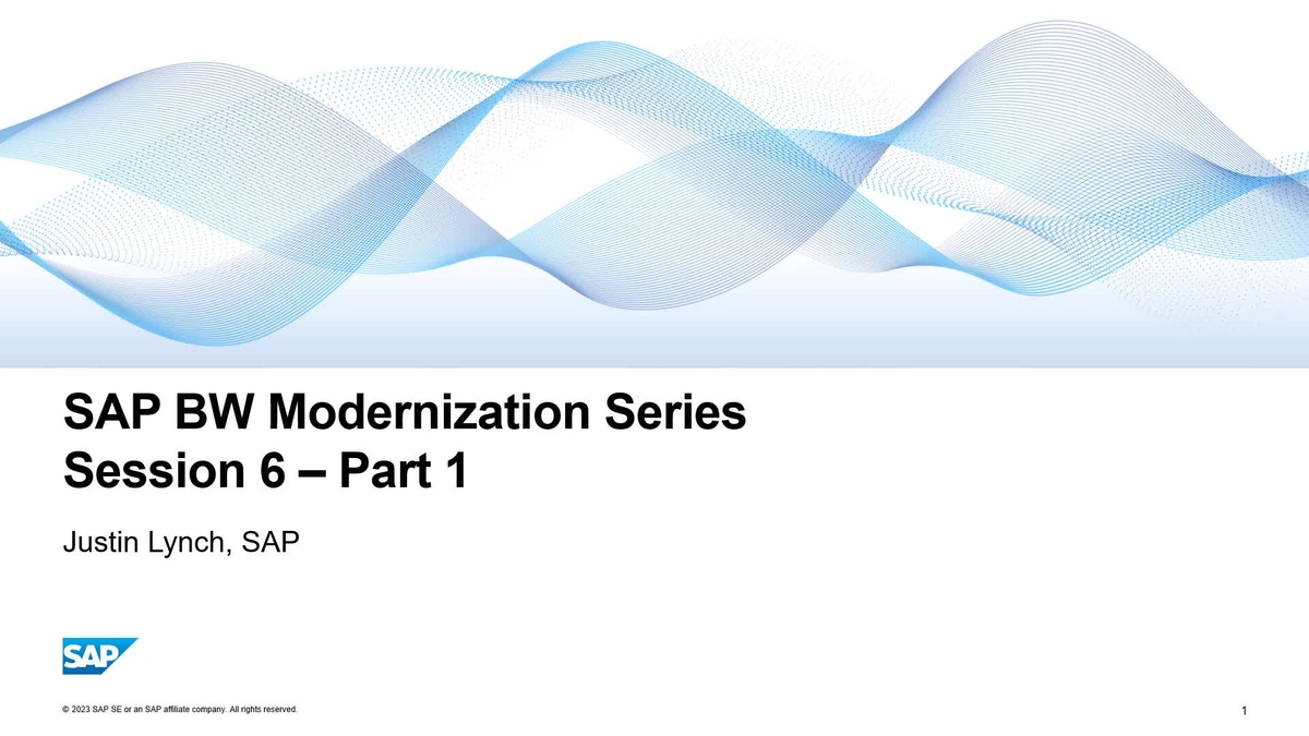 SAP Video - BW Modernization Series - A Deep Dive on Transition Approaches