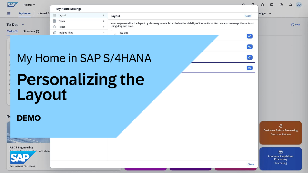 SAP Video - My Home in SAP S/4HANA: Personalizing the Layout