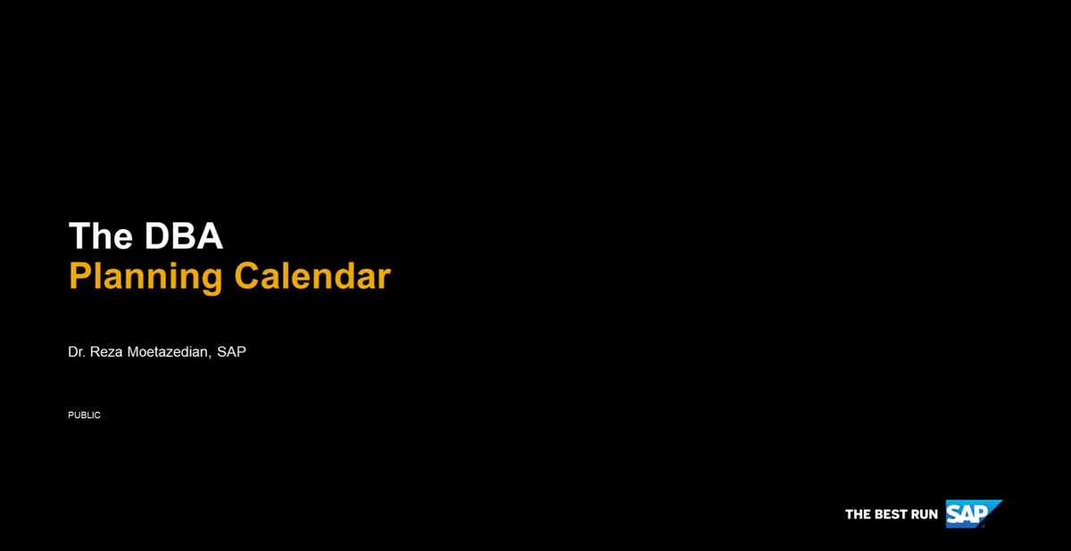 SAP Video - The DBA Planning Calendar