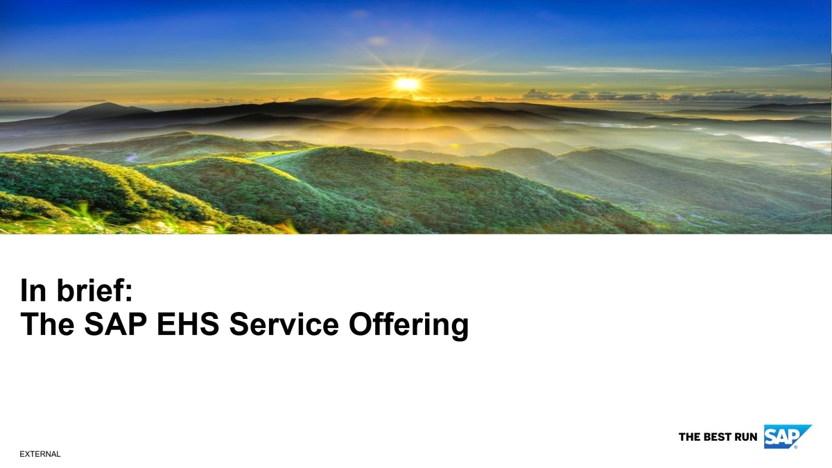 SAP Video - In brief: The SAP EHS Service Offering