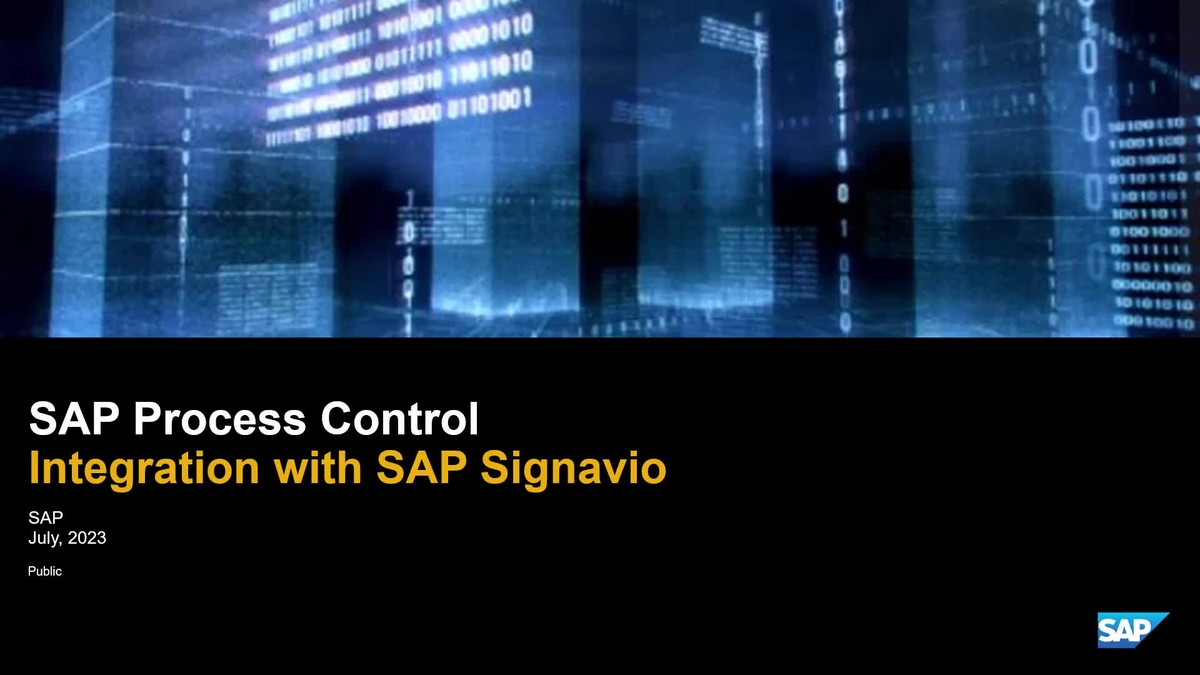 SAP Video - SAP Process Control integration with SAP Signavio