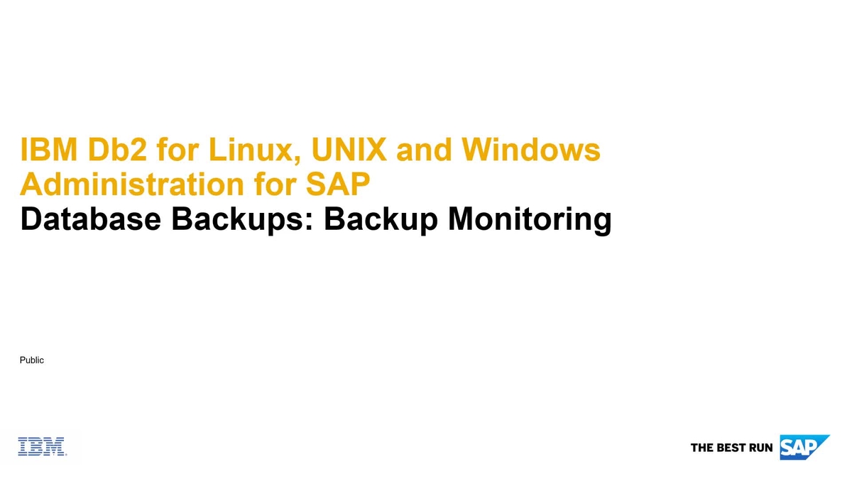 SAP Video - Db2 Backup Monitoring