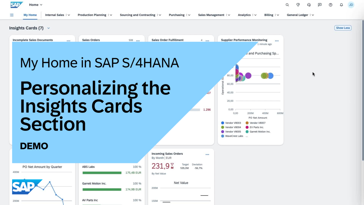 SAP Video - My Home in SAP S/4HANA: Personalizing the Insights Cards ...