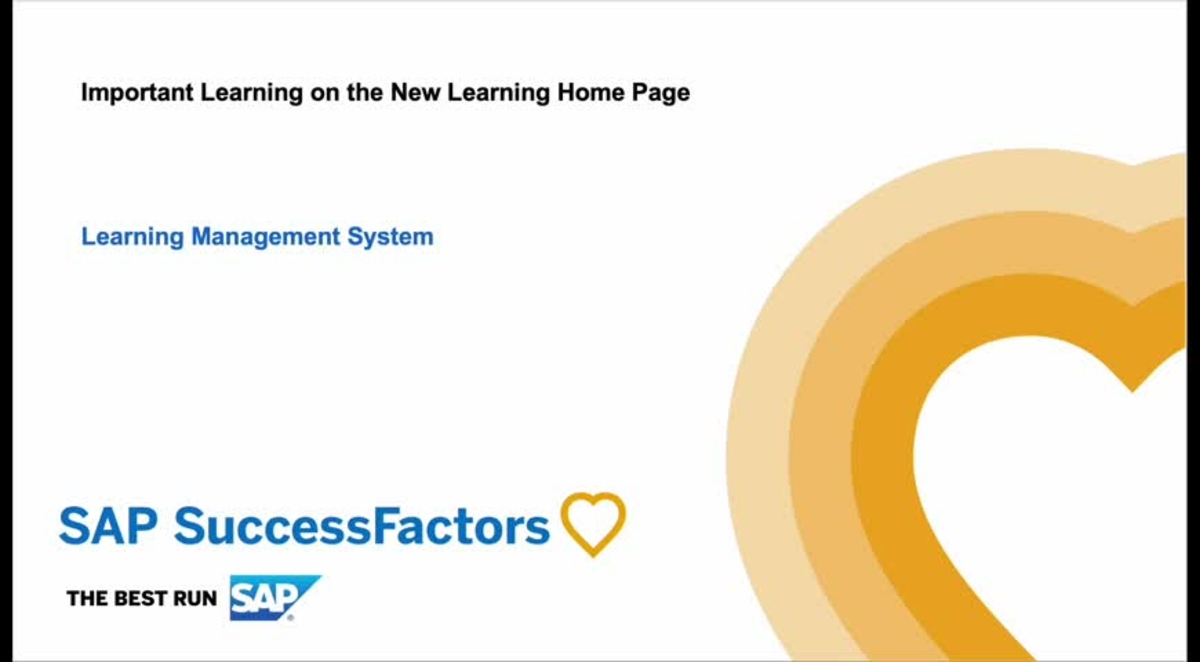 SAP Video - Important Learning on the New Learning Home Page