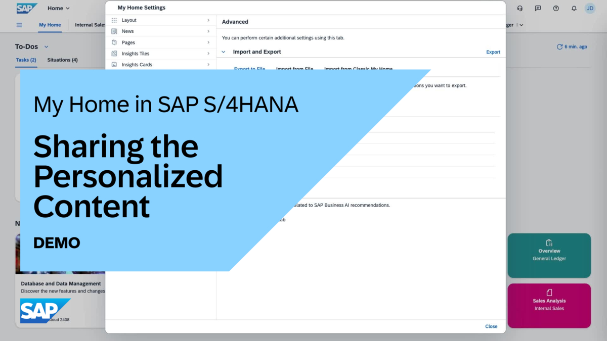 SAP Video - My Home in SAP S/4HANA: Sharing the Personalized Content