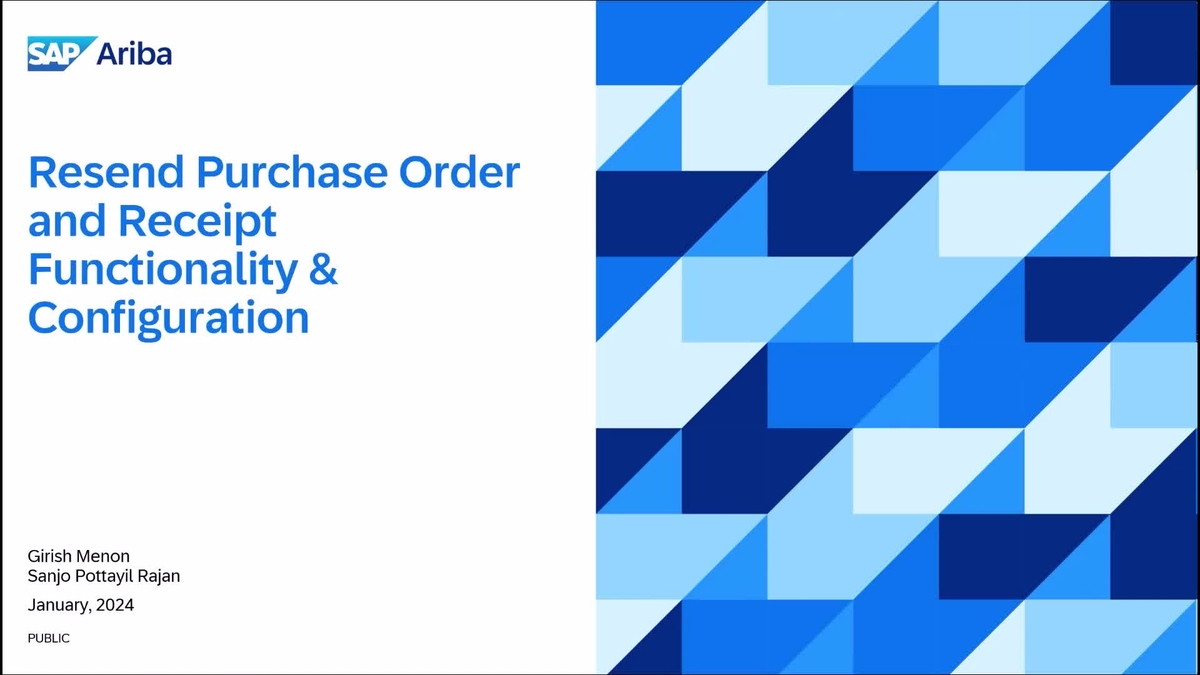 SAP Video - Resend Purchase Order, Receipt Functionality and Configuration
