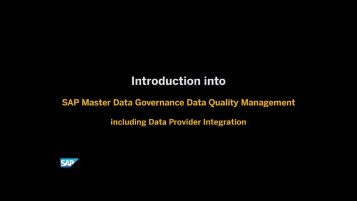 SAP Video - Introduction into SAP MDG Data Quality Management including ...