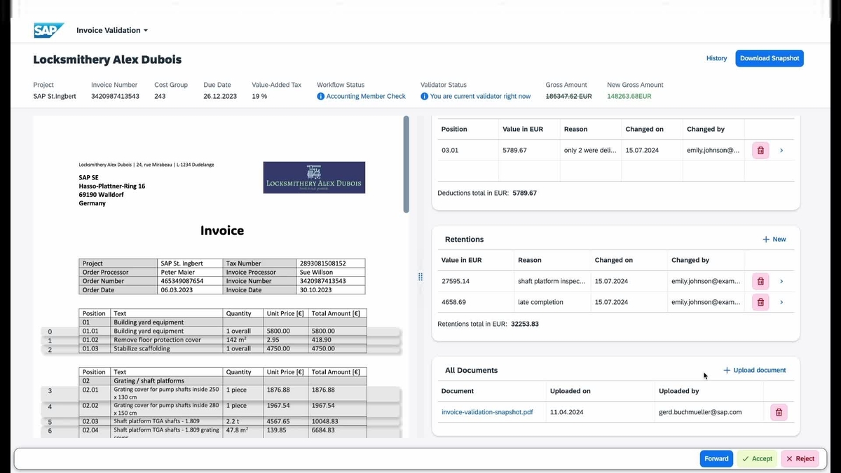 SAP Video - Advanced Invoice Validation using DOX service - Discovery ...