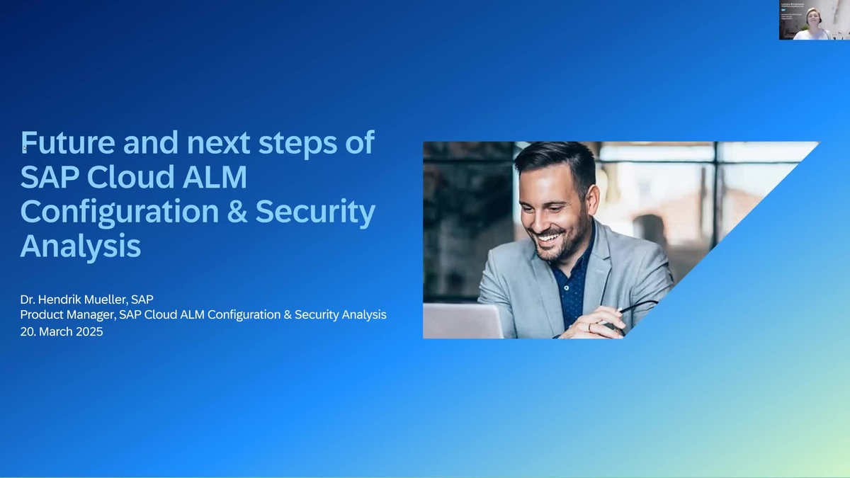 SAP Video - Future and next steps of SAP Cloud ALM Configuration & Security Analysis - NA