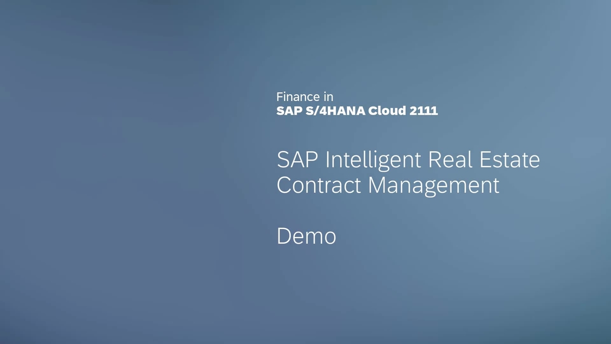 SAP Video - 2111 | SAP Intelligent Real Estate - Contract Management ...