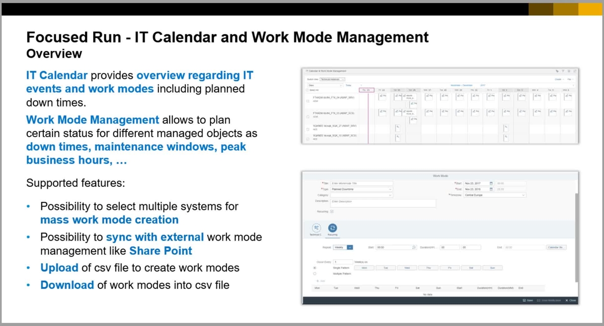 SAP Video - SAP Focused Run - IT Calendar and Workmode Management