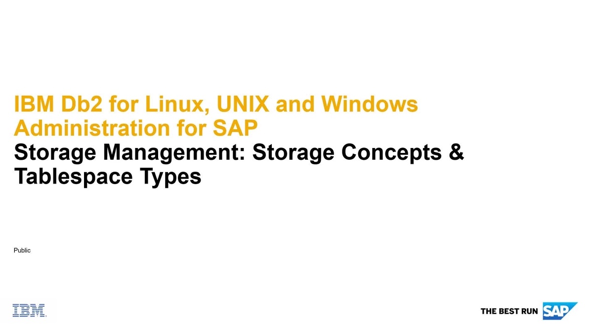 SAP Video - Db2 Storage Concepts and Tablespace Types