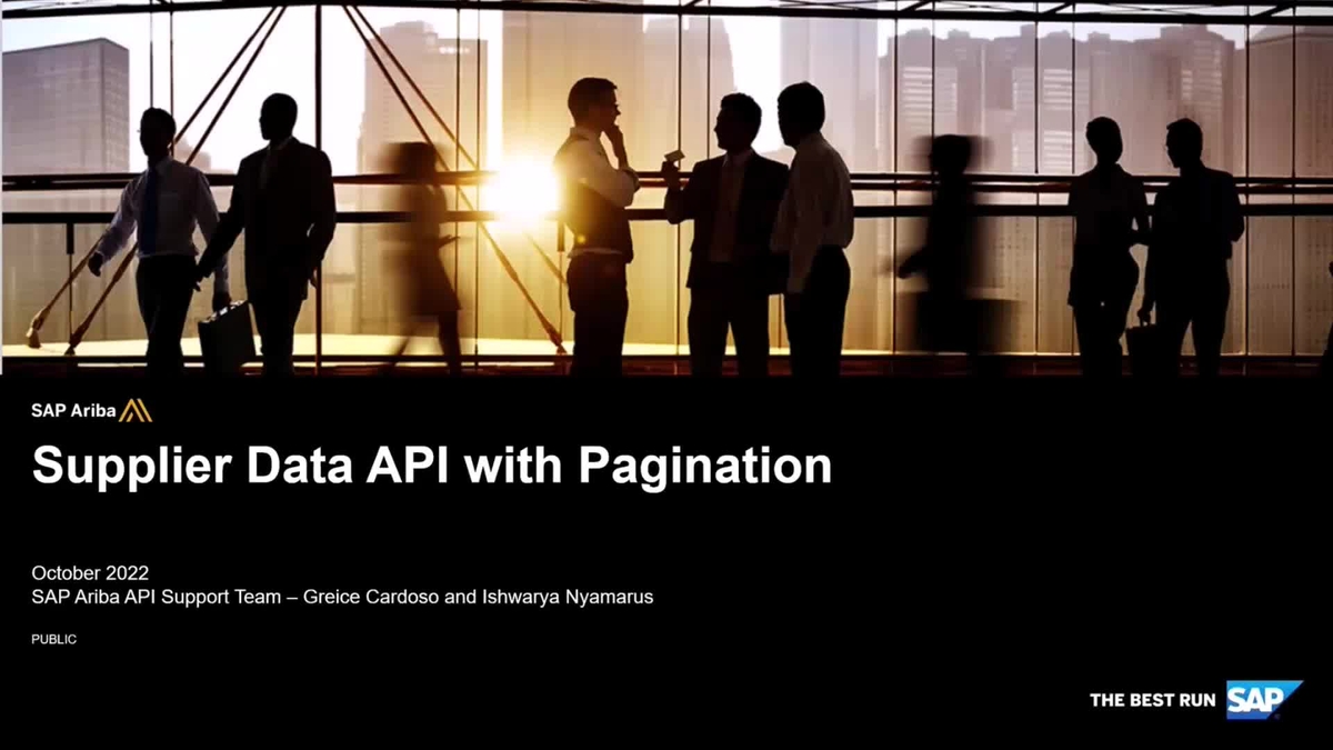 SAP Video - Supplier Data with API Pagination Replay