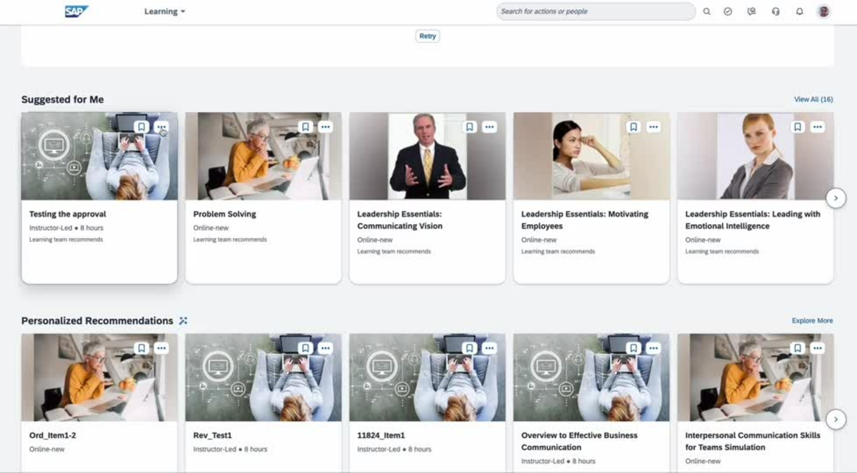 SAP Video - Admin recommendations on the new Learning Home page