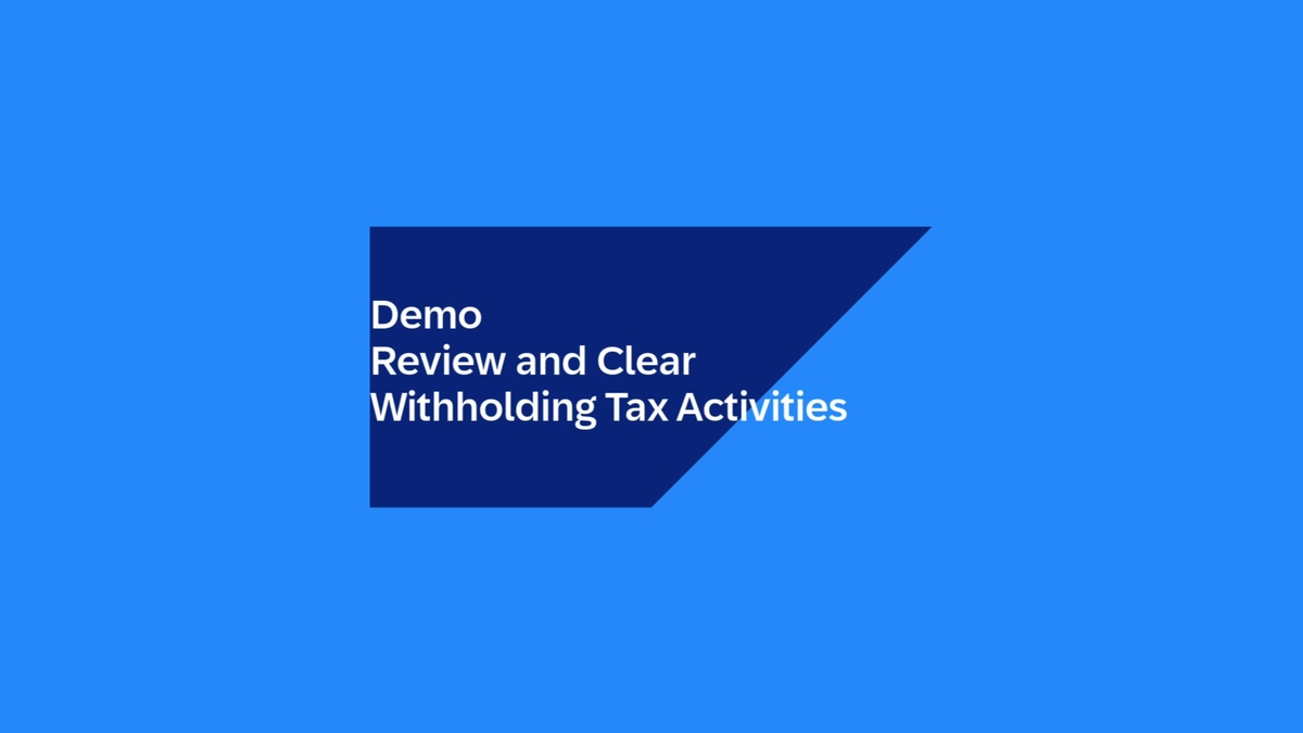 SAP Video - Review, Clear and Reporting Withholding Tax in SAP Document ...