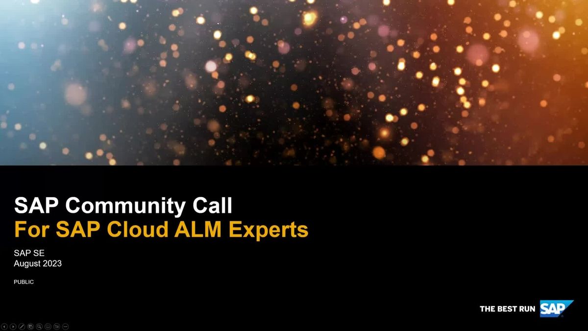 SAP Video - SAP Community Call for SAP Cloud ALM Experts August 2023