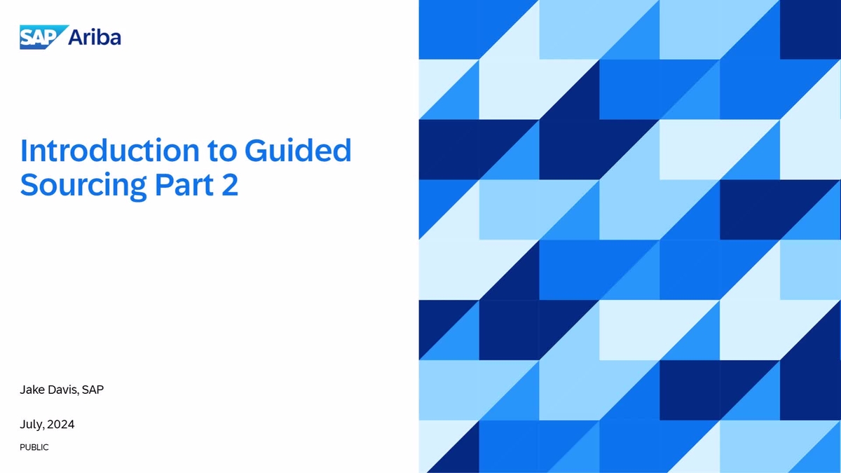 SAP Video - Introduction to Guided Sourcing Part 2 Replay
