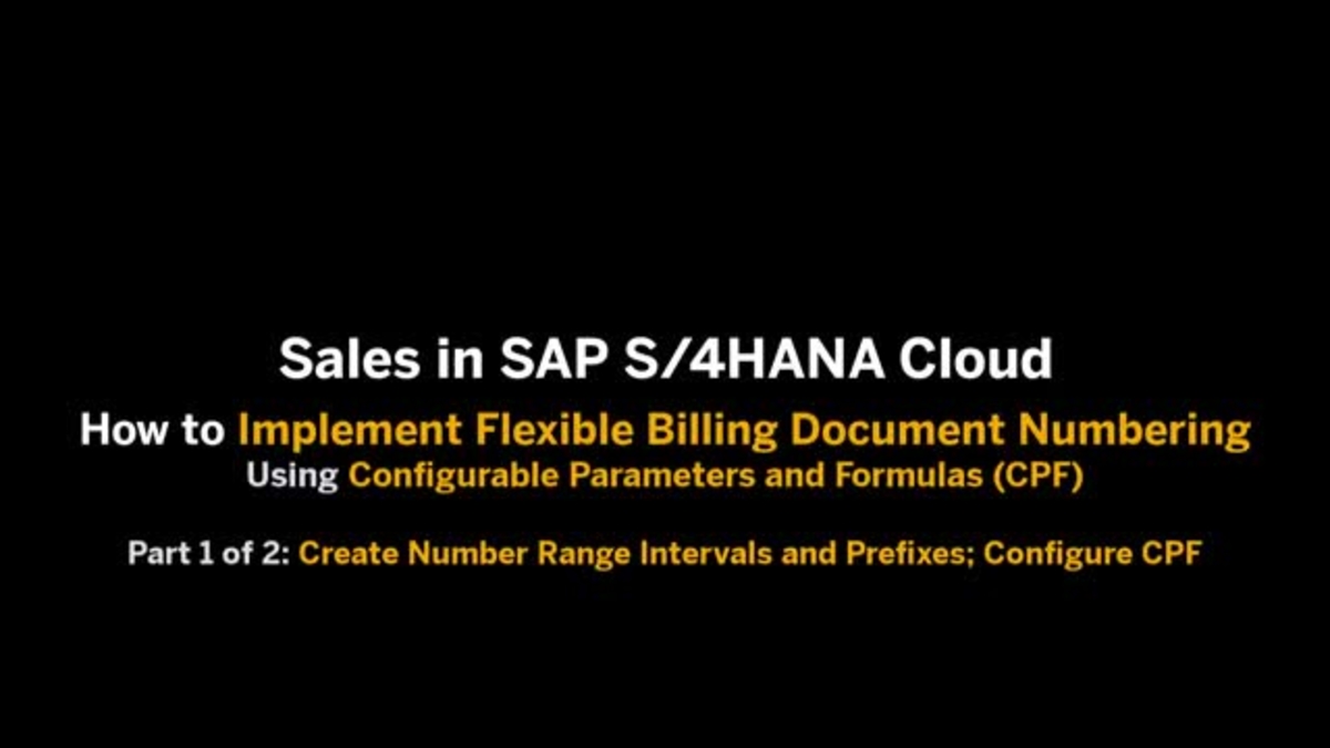 SAP Video - How to Implement Flexible Billing Document Numbering Using ...