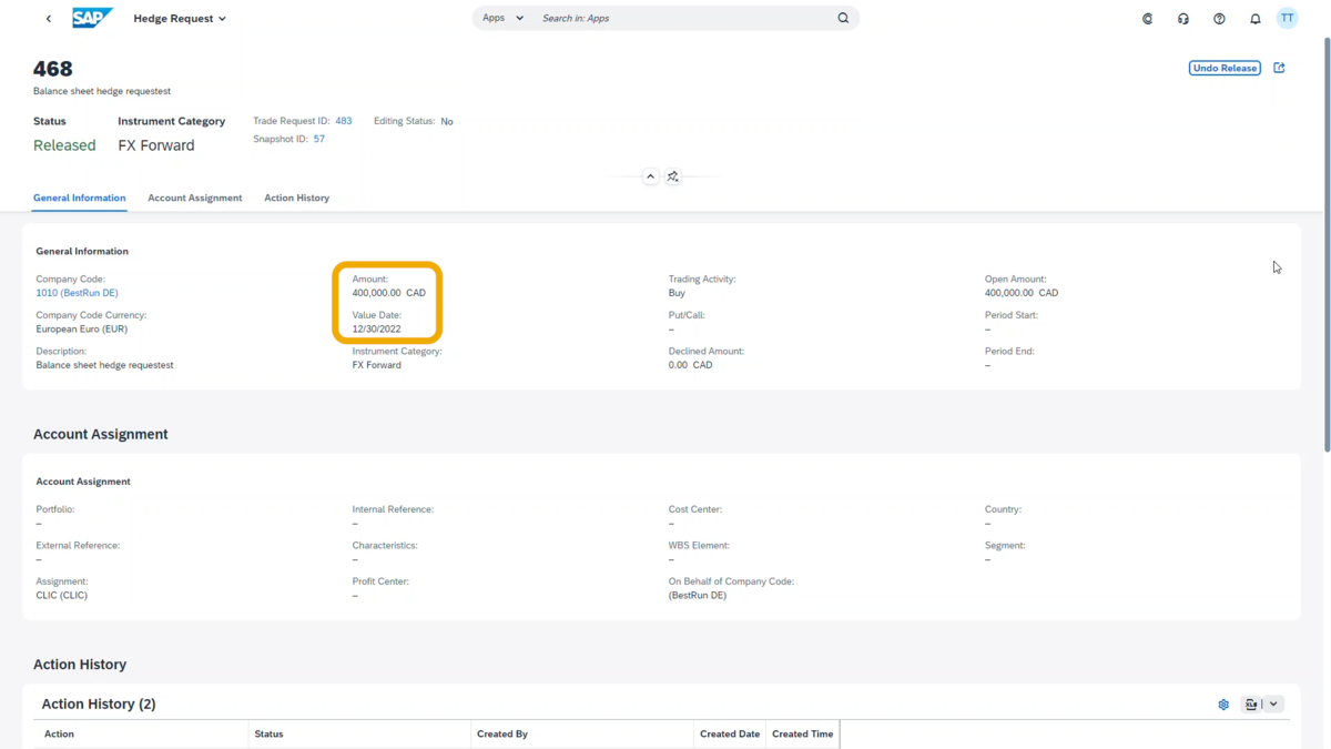 SAP Video - Create Hedge Request for FX Forward