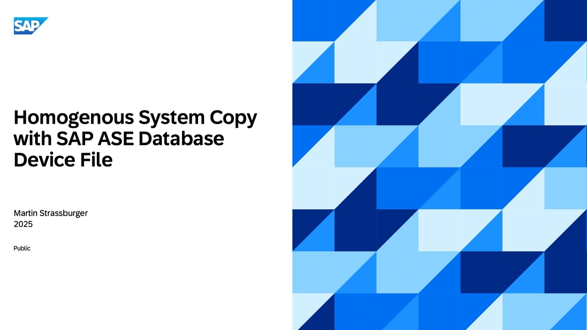 SAP Video - Homogenous System Copy with SAP ASE Database Device Files
