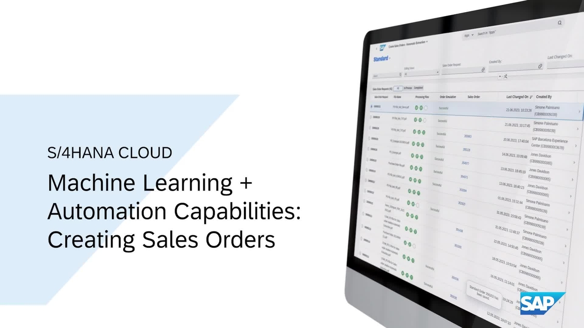 SAP Video - S/4HANA Cloud: Machine Learning + Automation capabilities ...