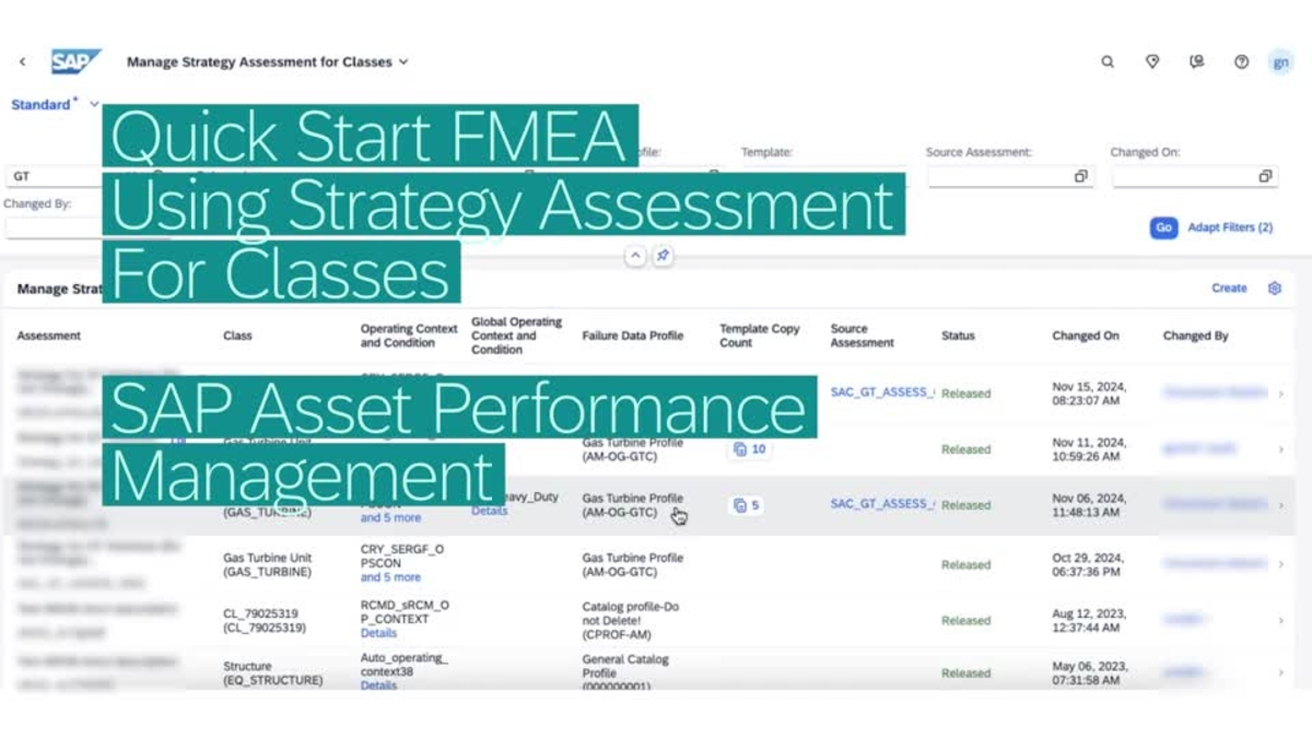 SAP Video - Quickstart FMEA Assessments Using Strategy Assessments for ...