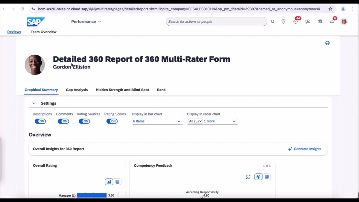 SAP Video - Generating AI-Assisted Insights in Detailed 360 Report